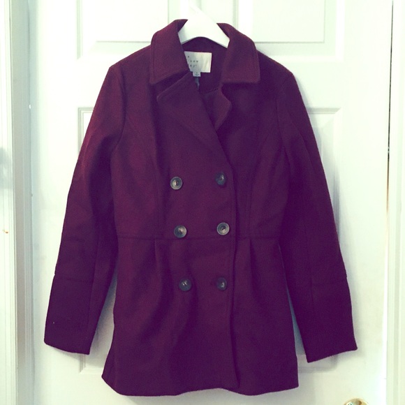 a new day | Jackets & Coats | Nwt Merlot Wool Blend Pea Coat Gorgeous ...